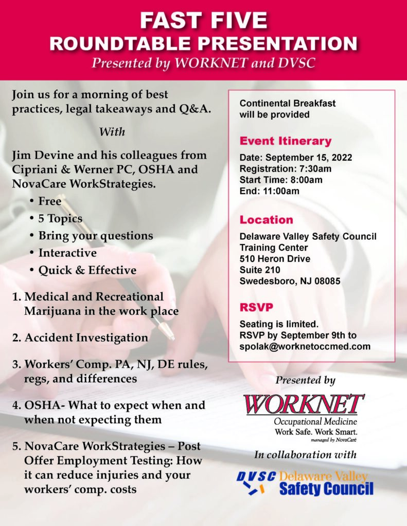 Fast Five Roundtable Presentation – Mid-Atlantic Construction Safety ...